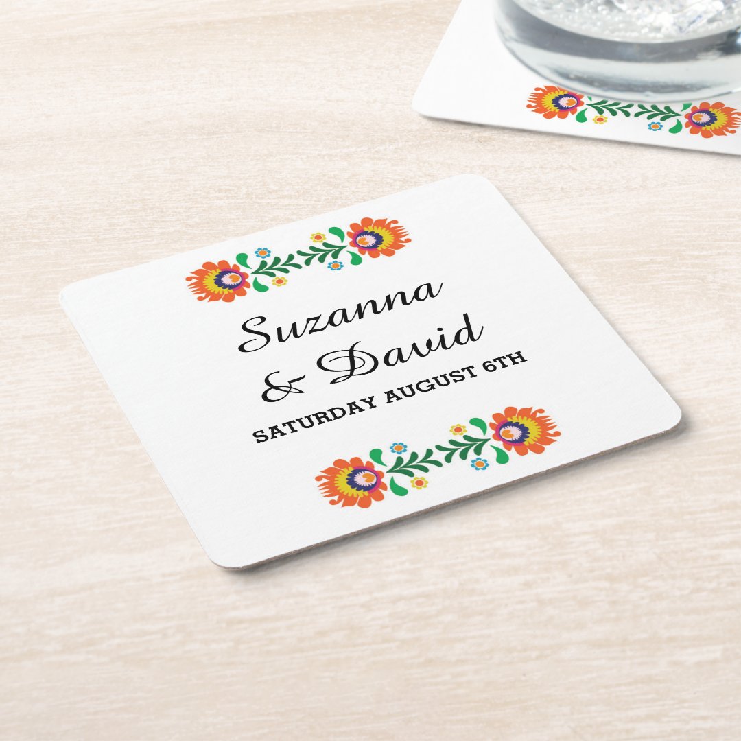 Fiesta Coasters Mexican Lime Drinks Wedding Party | Zazzle