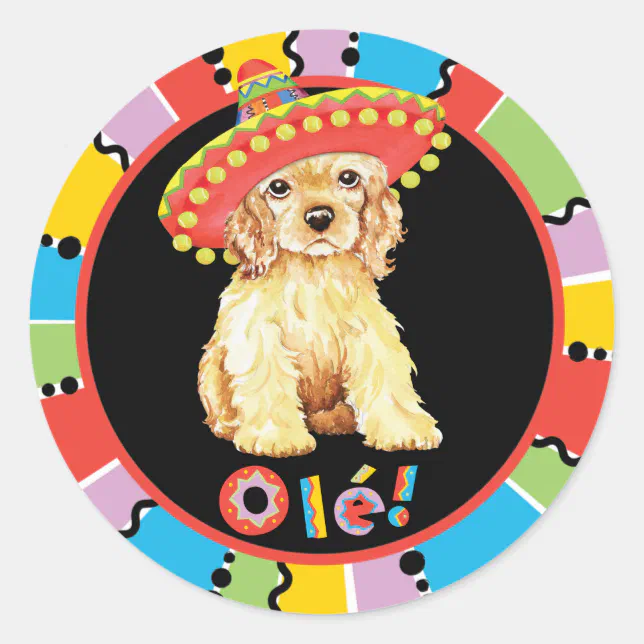 Fiesta Cocker Spaniel Classic Round Sticker | Zazzle