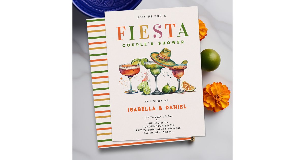 Fiesta Coed Jack and Jill Wedding Couple Shower Invitation | Zazzle