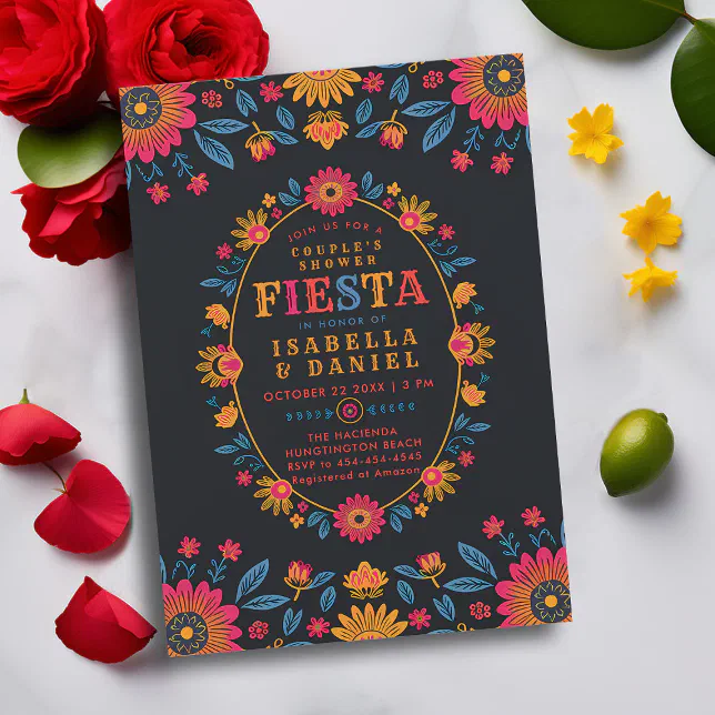 Fiesta Coed Mexican Rancho Wedding Couple Shower Invitation | Zazzle