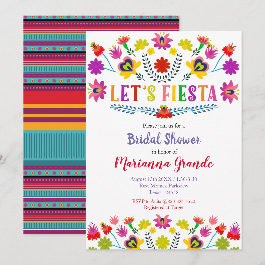 Fiesta Colorful Floral Bridal Shower Invitation | Zazzle