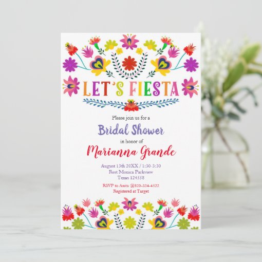 Fiesta Colorful Floral Bridal Shower Invitation | Zazzle