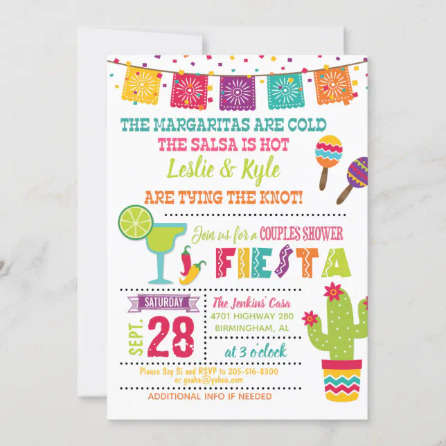 Fiesta Couples Shower Invitation - White | Zazzle