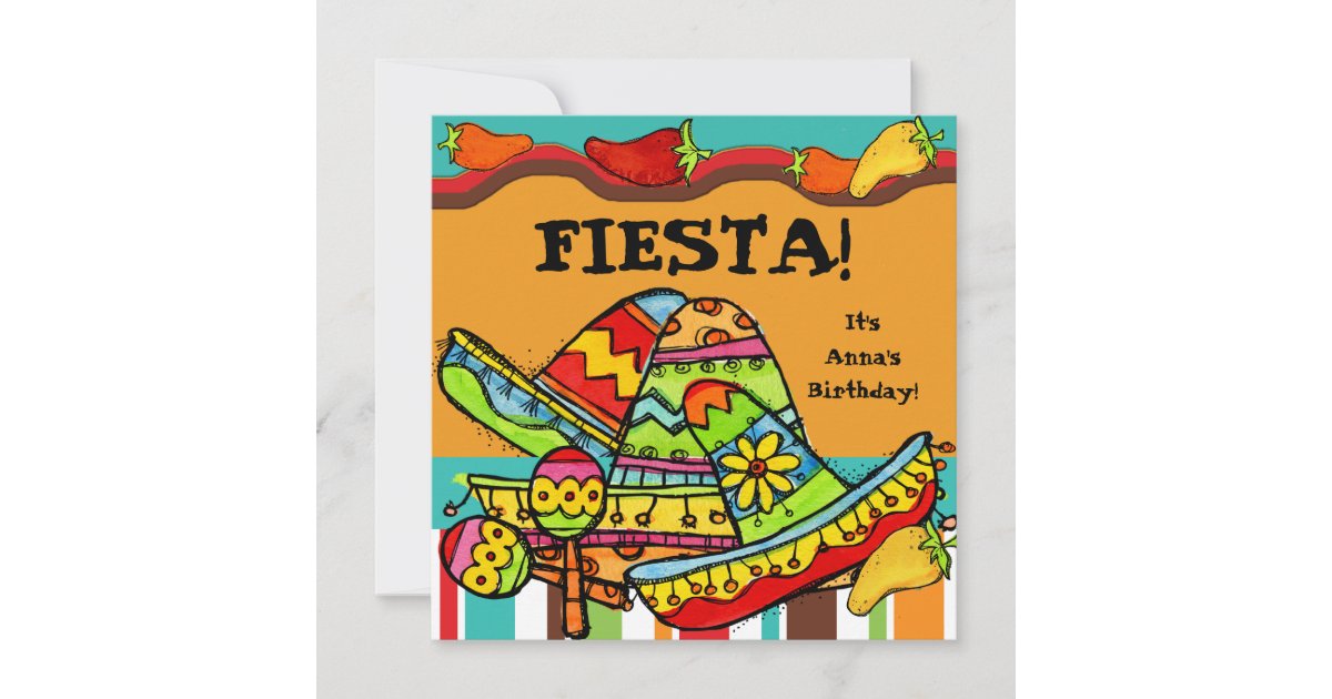 Fiesta Customized Birthday Invitations | Zazzle