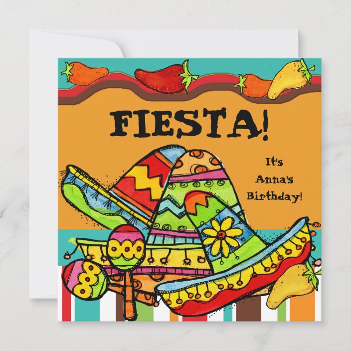 Fiesta Customized Birthday Invitations | Zazzle.com