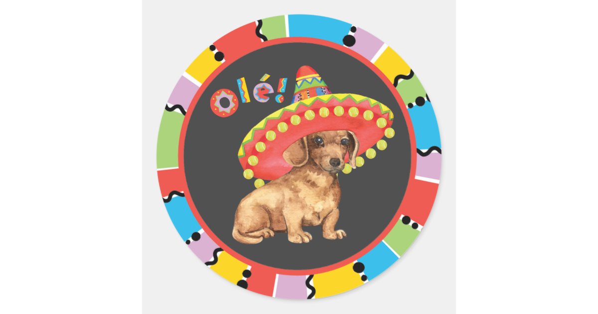 Fiesta Dachshund Classic Round Sticker | Zazzle