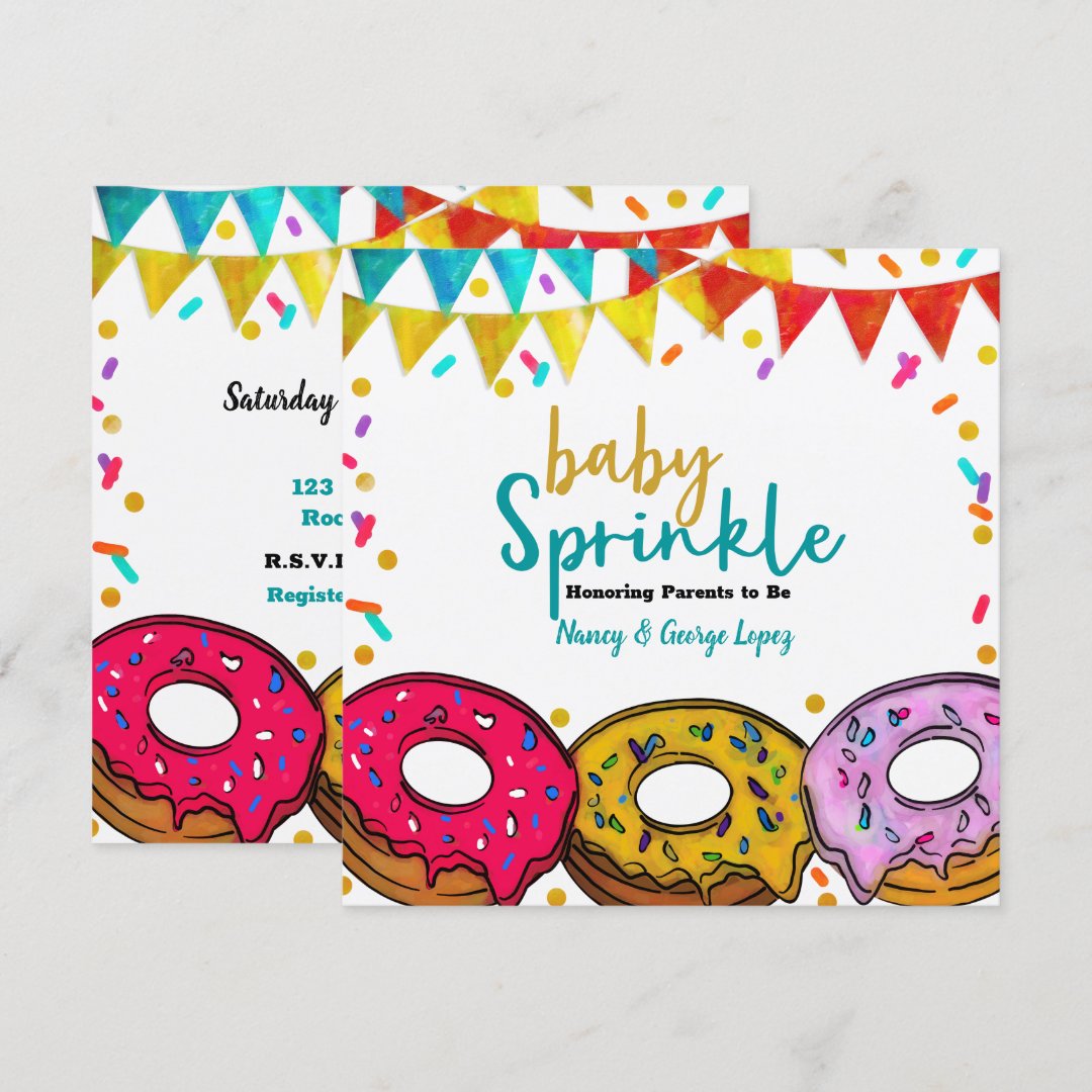 Fiesta Donuts Baby Sprinkle Shower Celebration Invitation | Zazzle