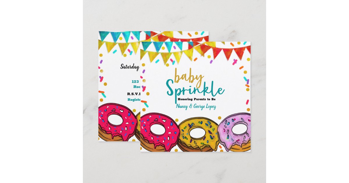 Fiesta Donuts Baby Sprinkle Shower Celebration Invitation | Zazzle