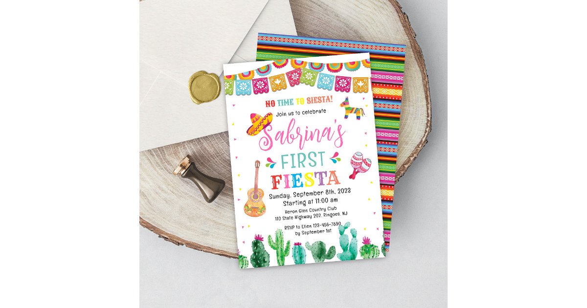 Fiesta First Birthday Invitation Girl | Zazzle
