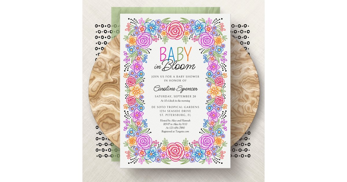 Fiesta Floral Baby Bloom Shower Invitation | Zazzle