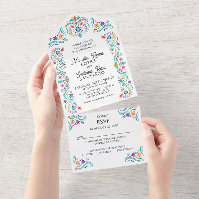 Fiesta Floral Wedding All In One Invitation | Zazzle
