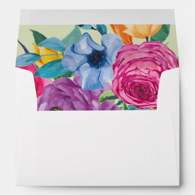 Fiesta Flowers Colorful Floral Return Address Envelope | Zazzle