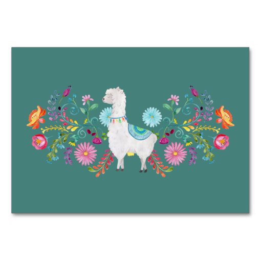 Fiesta Folk Art Floral Llama Wedding Customizable Table Number | Zazzle