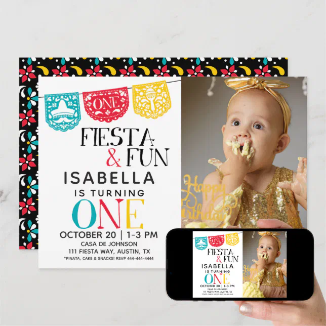 Fiesta & Fun First Birthday Photo Invitation | Zazzle