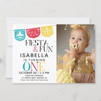 Fiesta & Fun First Birthday Photo Invitation | Zazzle