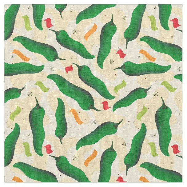 Fiesta Fun Red Chile Pattern Fabric | Zazzle