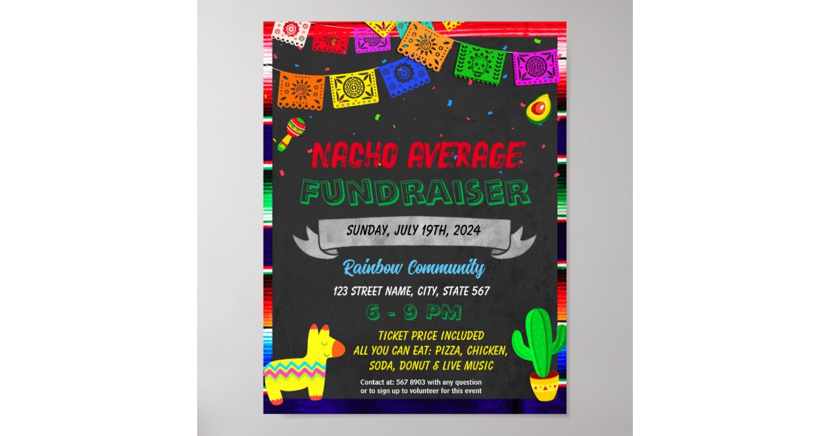 Fiesta Fundraiser event template Poster | Zazzle