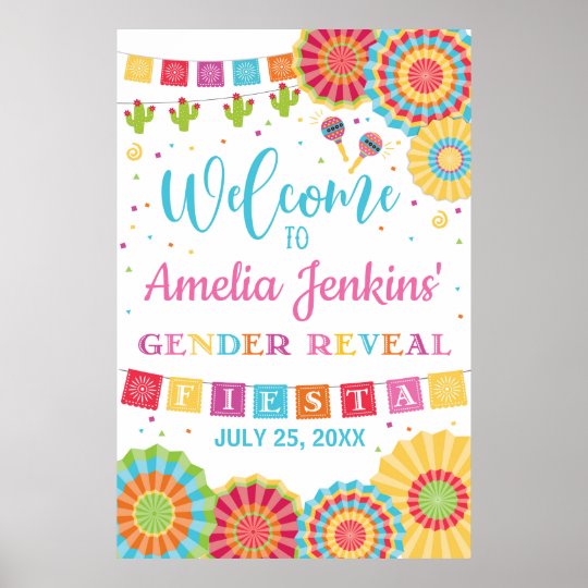 Fiesta Gender Reveal Welcome Sign Decoration | Zazzle.com