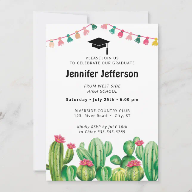 Fiesta Graduation Cactus Party Holiday Card | Zazzle