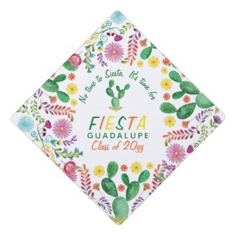 FIESTA Graduation Cap Topper Folk Flower Cacti | Zazzle