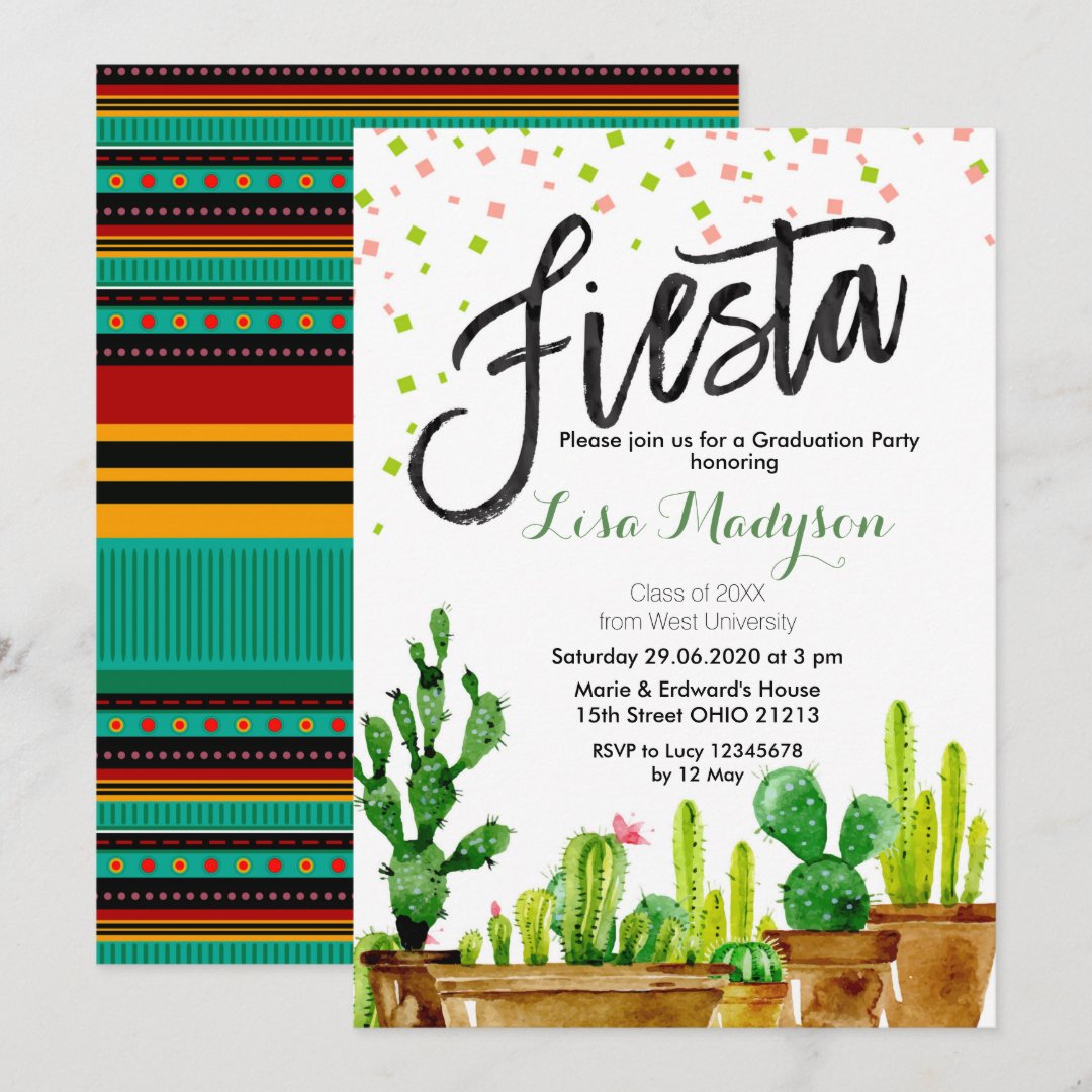 Fiesta Graduation Invitation Party Mexican Invite | Zazzle