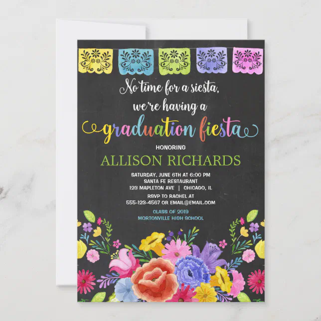 Fiesta graduation party, mexican theme graduation invitation | Zazzle