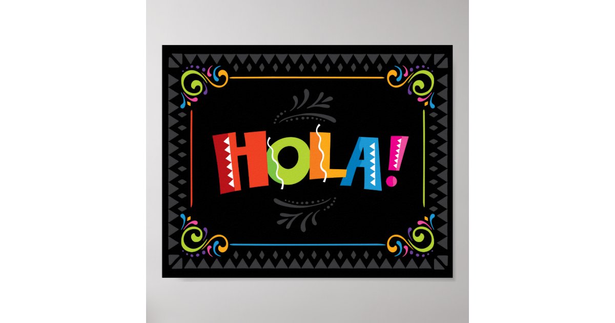 Fiesta HOLA Party Sign Print | Zazzle