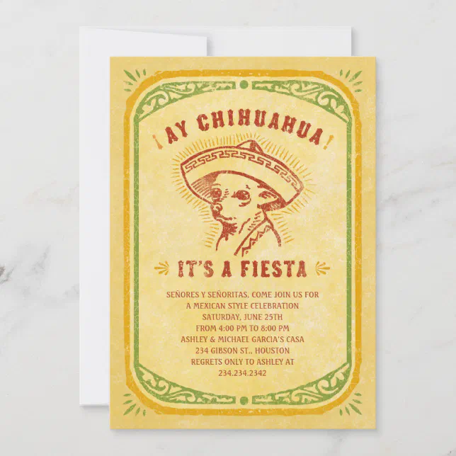 Fiesta Invitations - Aye Chihauhau Vintage Mexican | Zazzle
