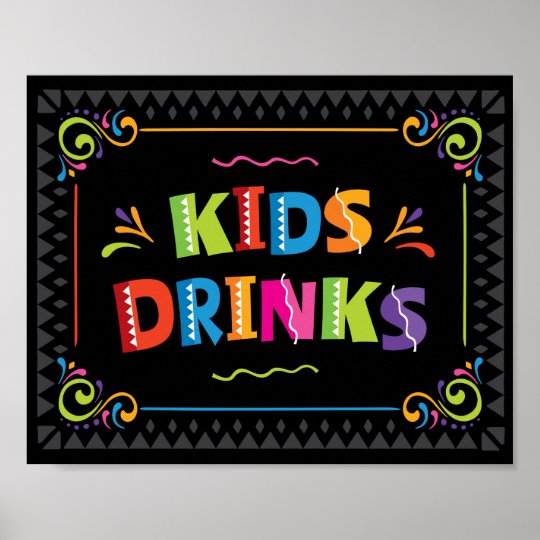 Fiesta KIDS DRINKS Party Sign Print | Zazzle.com