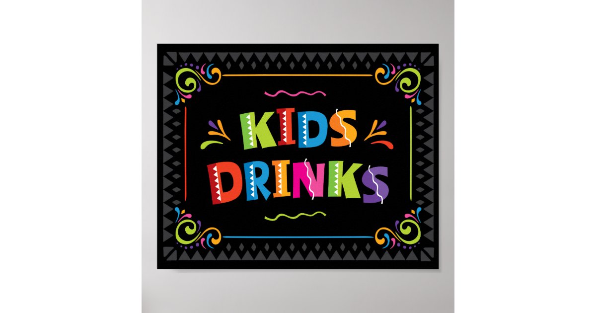Fiesta KIDS DRINKS Party Sign Print | Zazzle