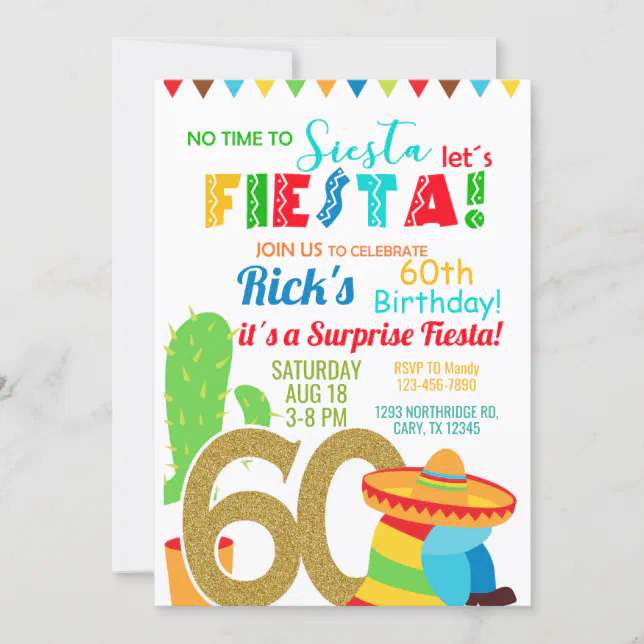 Fiesta man / male 60th birthday invitation. invita invitation | Zazzle
