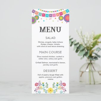 Fiesta menu, editable printable menu | Zazzle