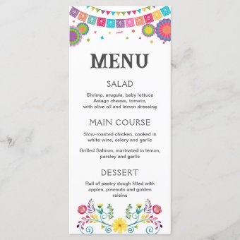 Fiesta menu, editable printable menu | Zazzle
