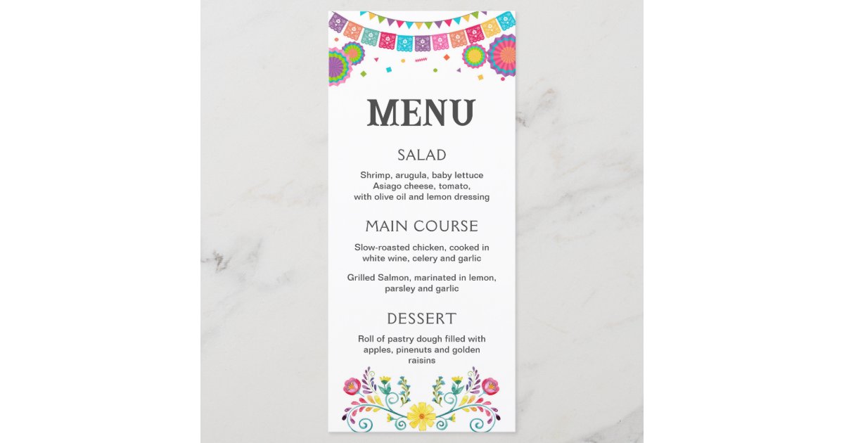 Fiesta menu, editable printable menu | Zazzle