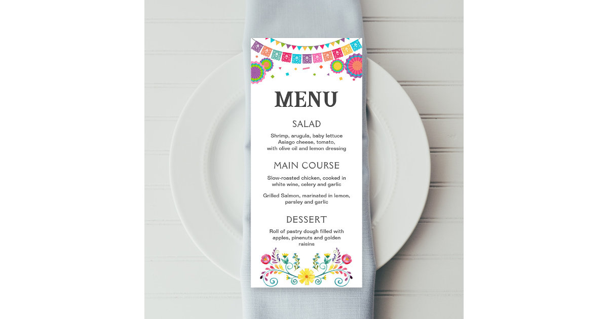 Fiesta menu, editable printable menu | Zazzle