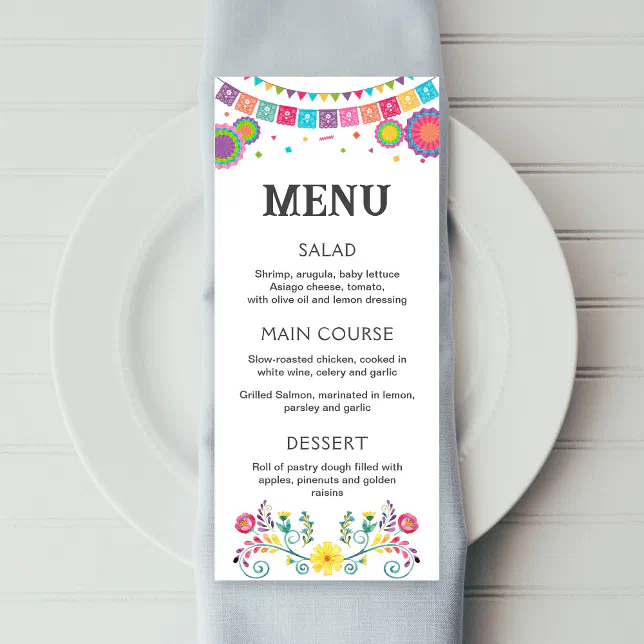 Fiesta menu, editable printable menu | Zazzle