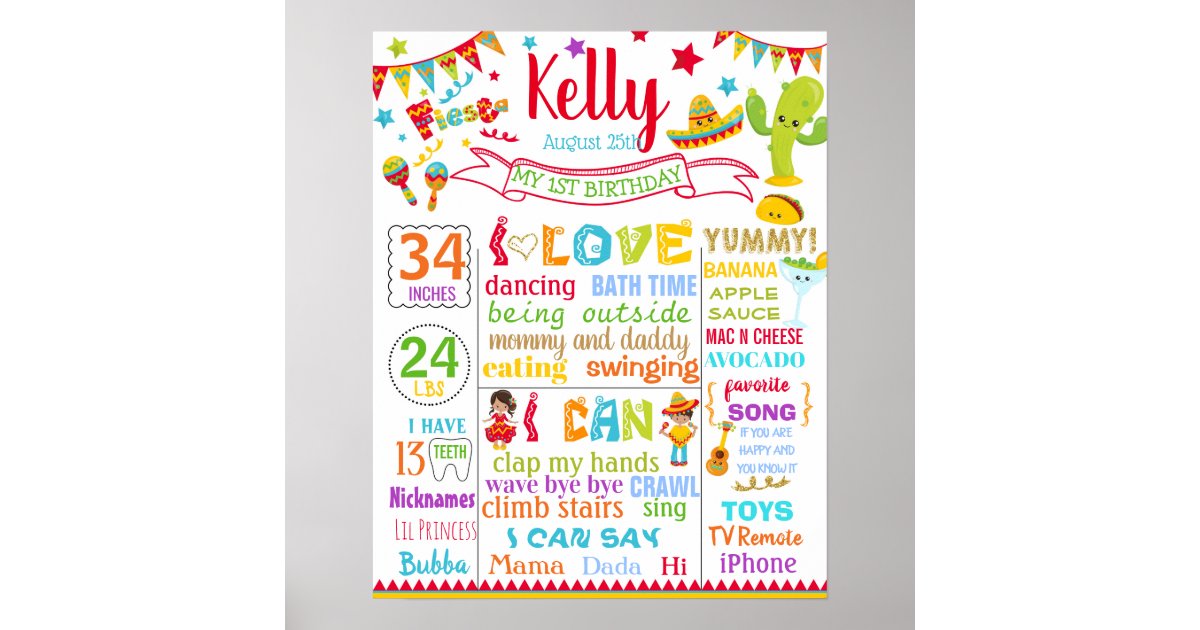 Fiesta Mexican Birthday Party sign board | Zazzle