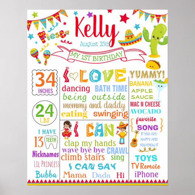 Fiesta Mexican Birthday Party sign board | Zazzle