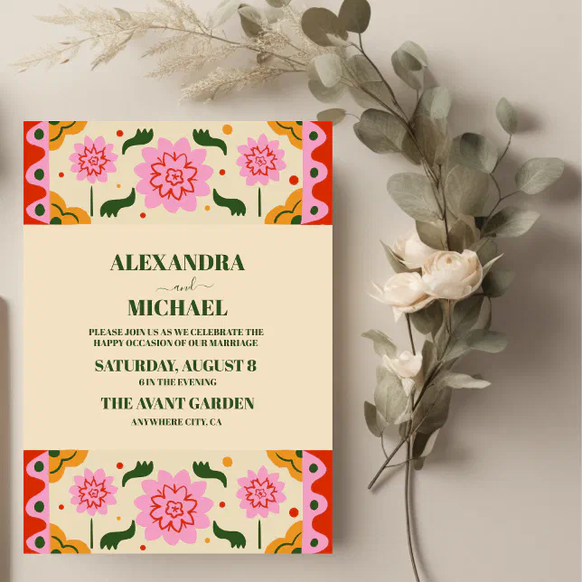 Fiesta Mexican Colorful Floral Wedding Invitation | Zazzle