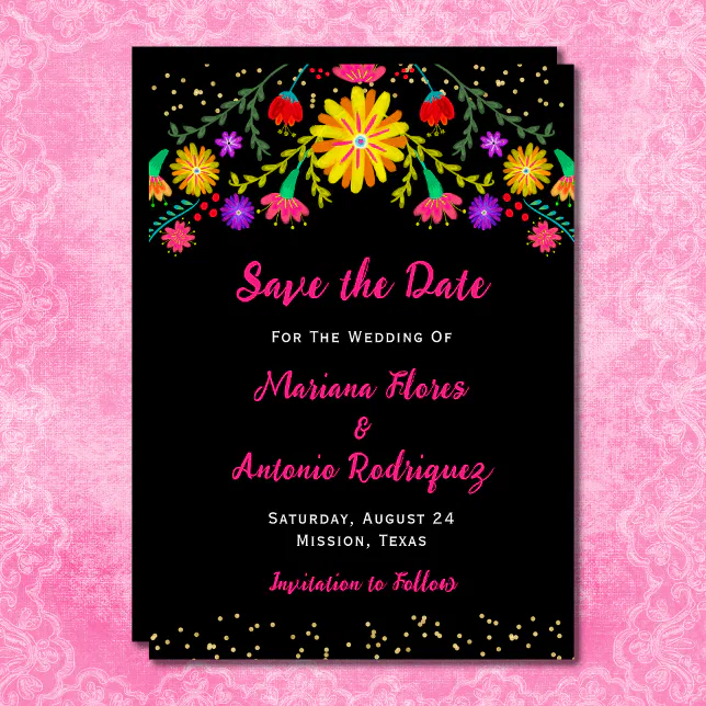 Fiesta Mexican Floral Save The Date | Zazzle