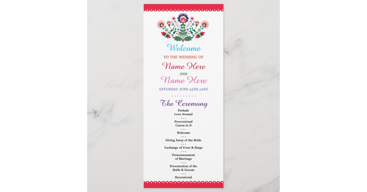 Fiesta Mexican Floral Wedding Program | Zazzle