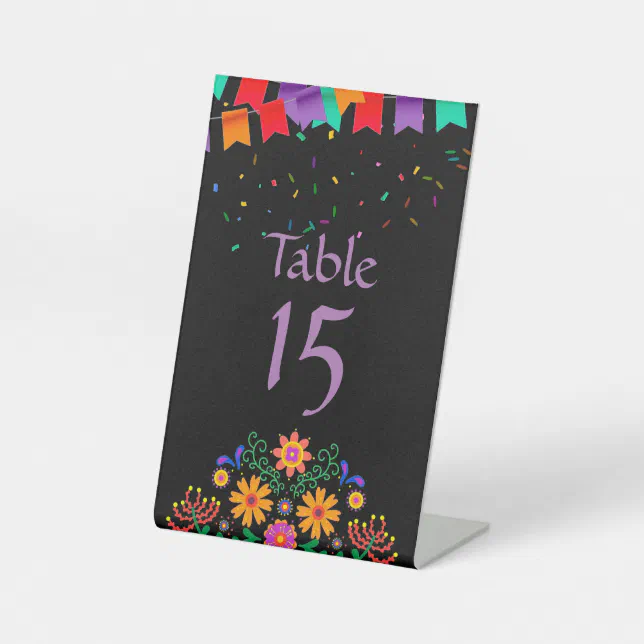 Fiesta Mexican Floral Wedding Table Numbers Pedestal Sign | Zazzle
