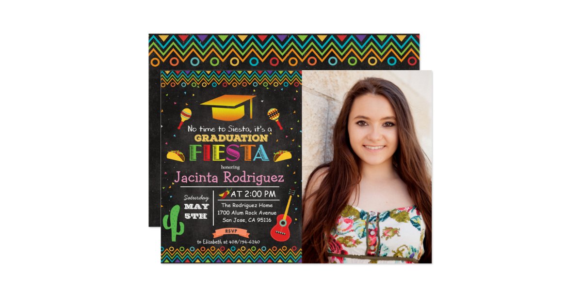 Fiesta Mexican Graduation Chalk Invitation | Zazzle.com