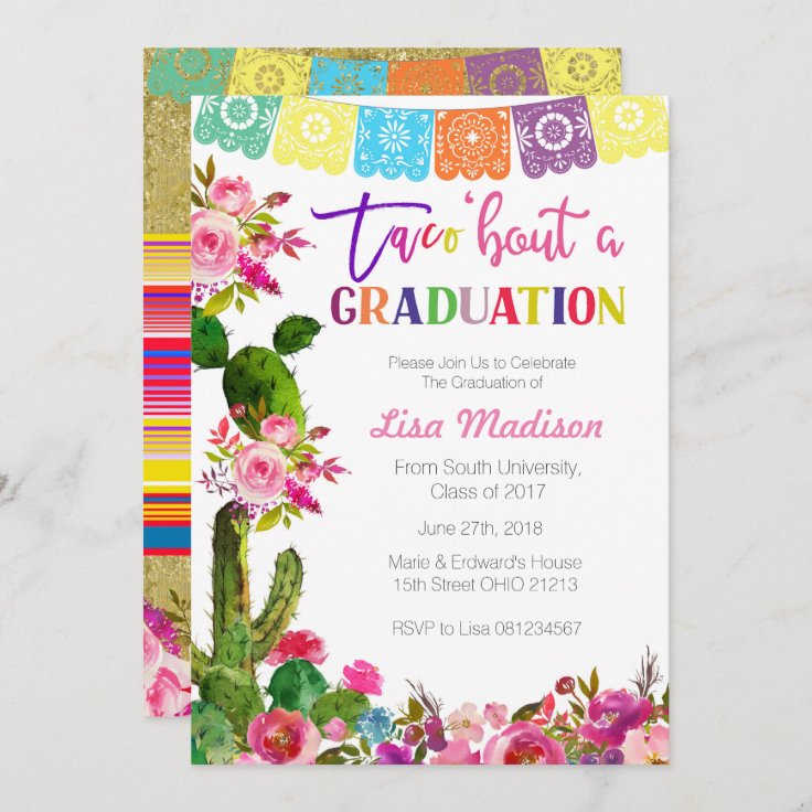 Fiesta Mexican Graduation Party Invitation | Zazzle