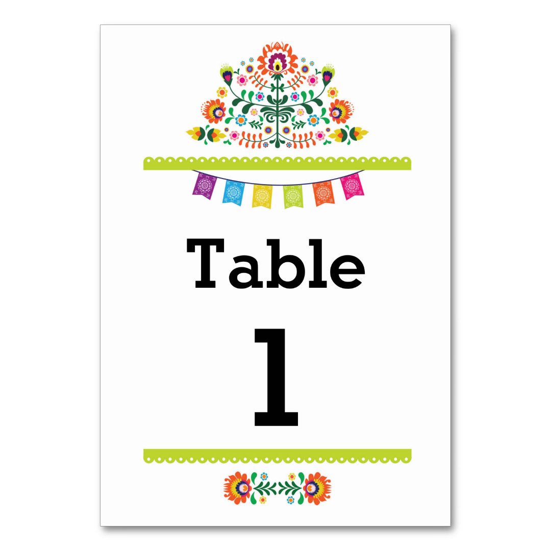 Fiesta Mexican Pattern Table Lime Number Wedding Table Number | Zazzle