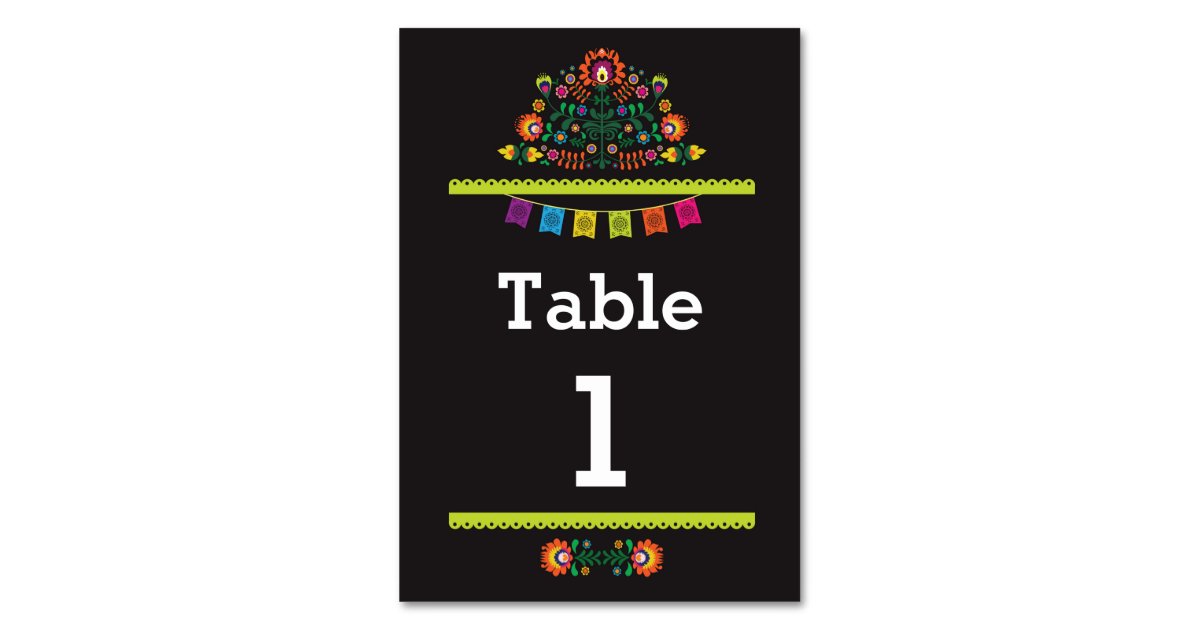 Fiesta Mexican Pattern Table Number Wedding | Zazzle