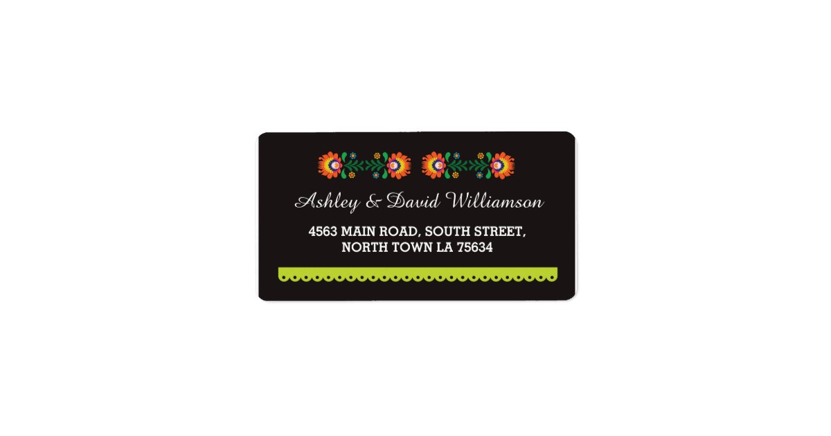 Fiesta Mexican Print Wedding Address Label | Zazzle
