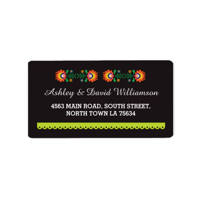 Fiesta Mexican Print Wedding Address Label | Zazzle