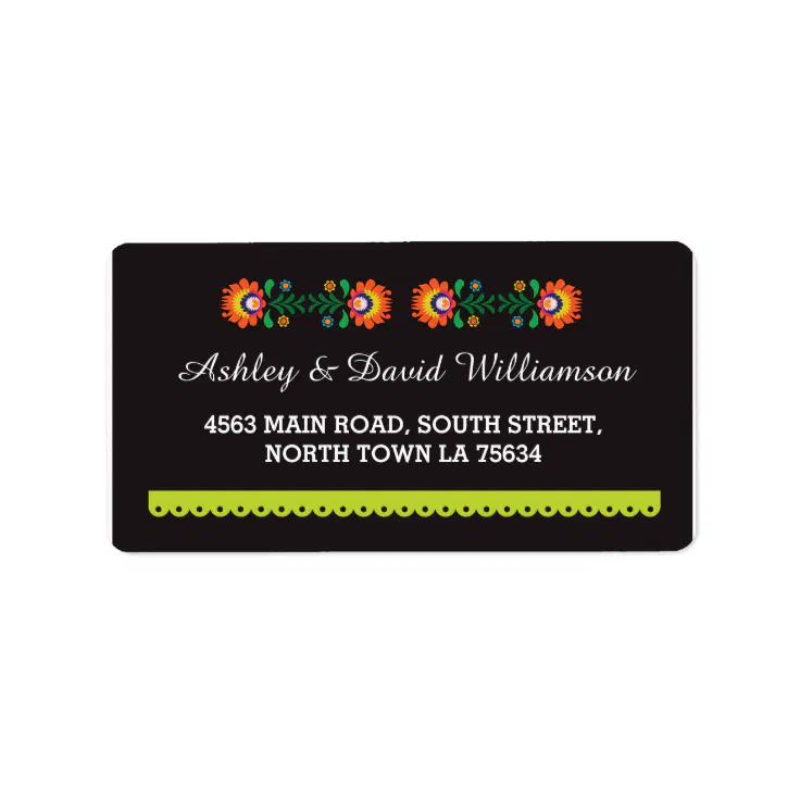 Fiesta Mexican Print Wedding Address Label | Zazzle