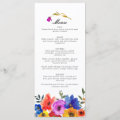 Fiesta Mexican Spanish Colorful Floral Wedding Menu | Zazzle